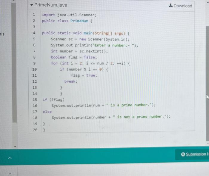 Solved 1 import java.util. Scanner; 2 public class PrimeNum | Chegg.com
