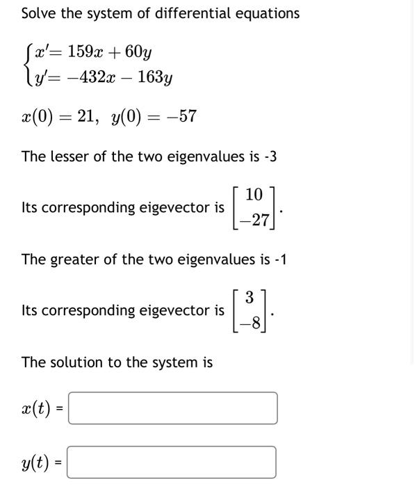 Solved Solve the system of differential equations | Chegg.com