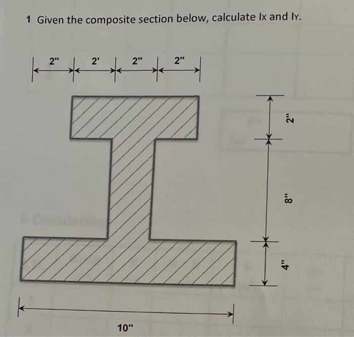 Solved 1 Given the composite section below, calculate Ix and | Chegg.com