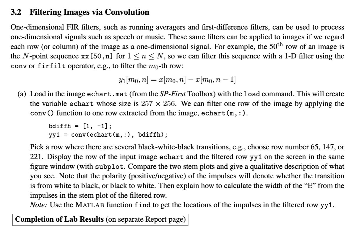 Solved 3.2 ﻿Filtering Images via ConvolutionOne-dimensional | Chegg.com