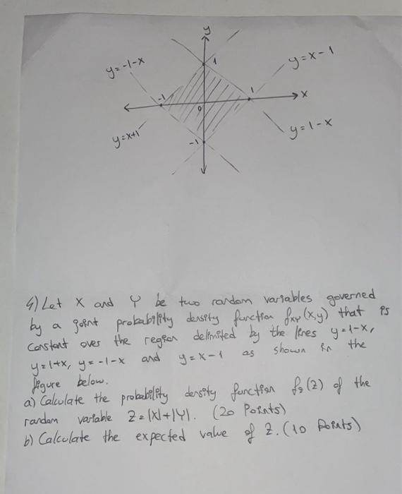 Solved 4) Let X and Y be two random variables governed by a | Chegg.com