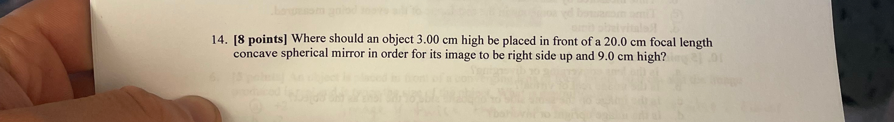 Solved [8 ﻿points] ﻿Where should an object 3.00cm ﻿high be | Chegg.com