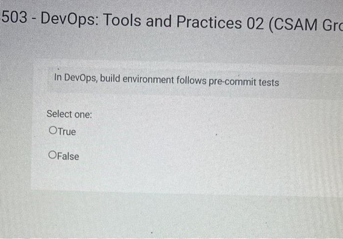 Solved 503 - DevOps: Tools and Practices 02 (CSAM Gr In | Chegg.com