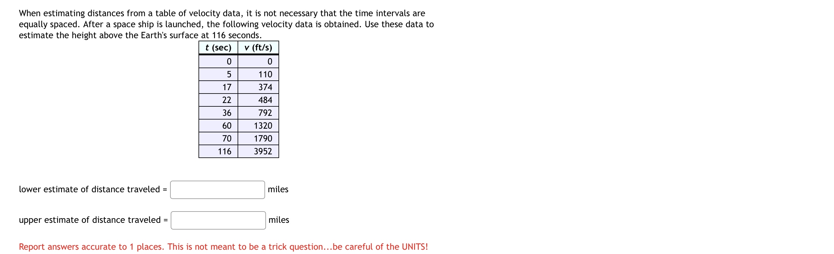Solved When estimating distances from a table of velocity | Chegg.com
