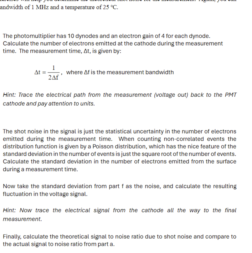 Solved Bandwidth of 1MHz ﻿and a temperature of 25°C.The | Chegg.com