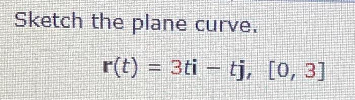 Solved Sketch the plane curve. r(t) = 3ti – tj, [0, 3] | Chegg.com
