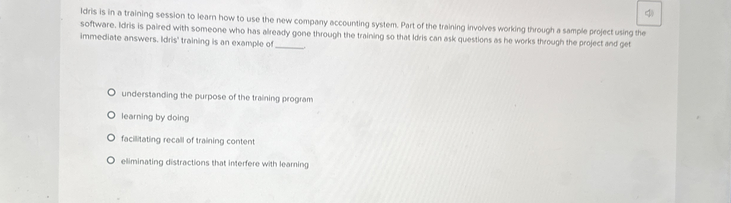 Idris is in a training session to learn how to use | Chegg.com