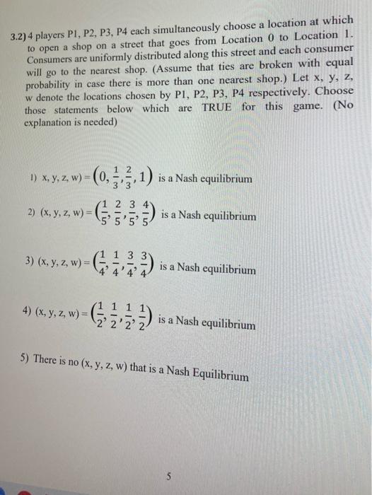 Solved 3.2) 4 players P1, P2, P3, P4 each simultaneously | Chegg.com