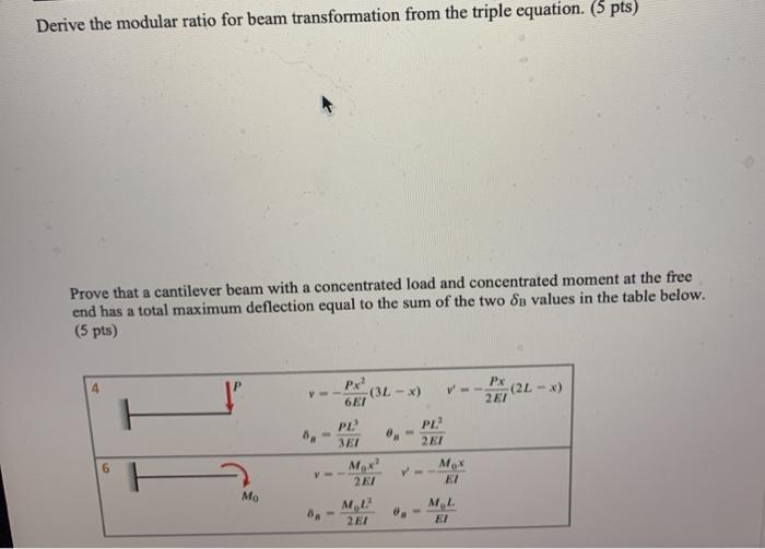Solved Derive the modular ratio for beam transformation from | Chegg.com