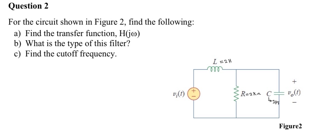 Solved Question 2For the circuit shown in Figure 2, ﻿find | Chegg.com