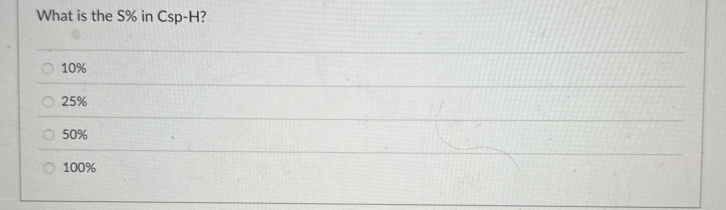 Solved What is the S% ﻿in Csp-H?10%25%50%100% | Chegg.com