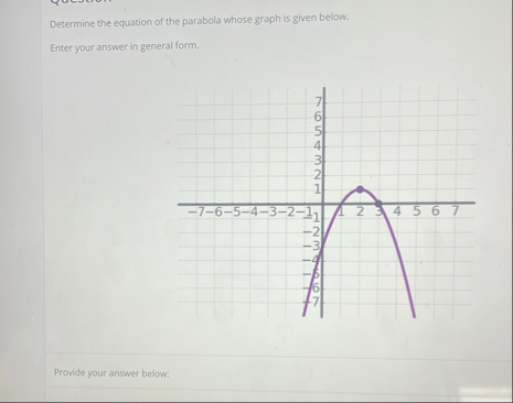 Solved Determine the equation of the parabola whose graph is | Chegg.com