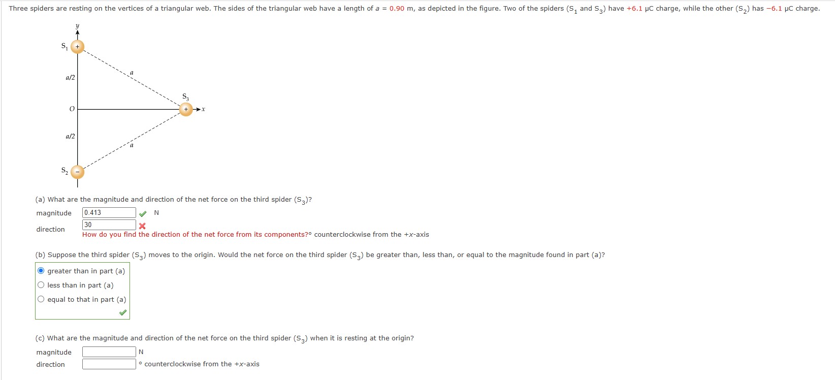 Solved (a) ﻿What are the magnitude and direction of the net | Chegg.com