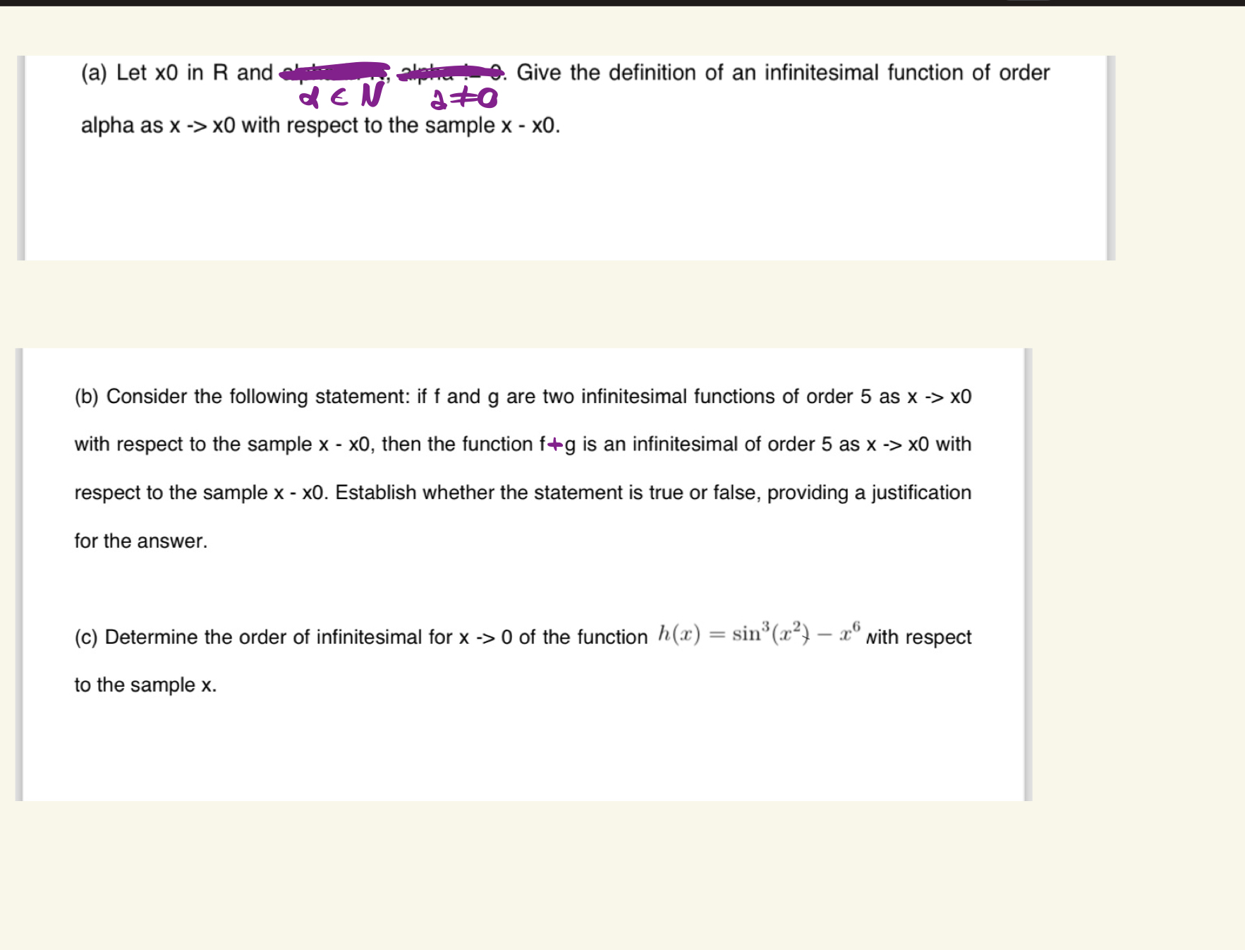 Solved (a) ﻿Let x0 ﻿in R ﻿and αinN. ﻿Give the definition of | Chegg.com