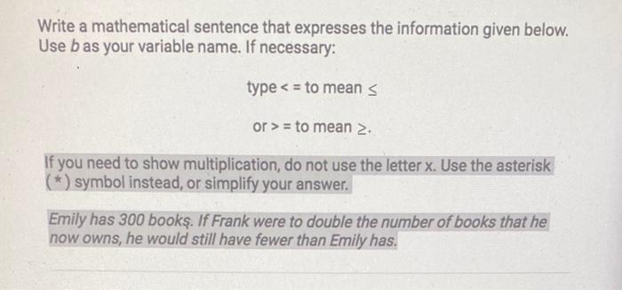 Solved Write a mathematical sentence that expresses the | Chegg.com