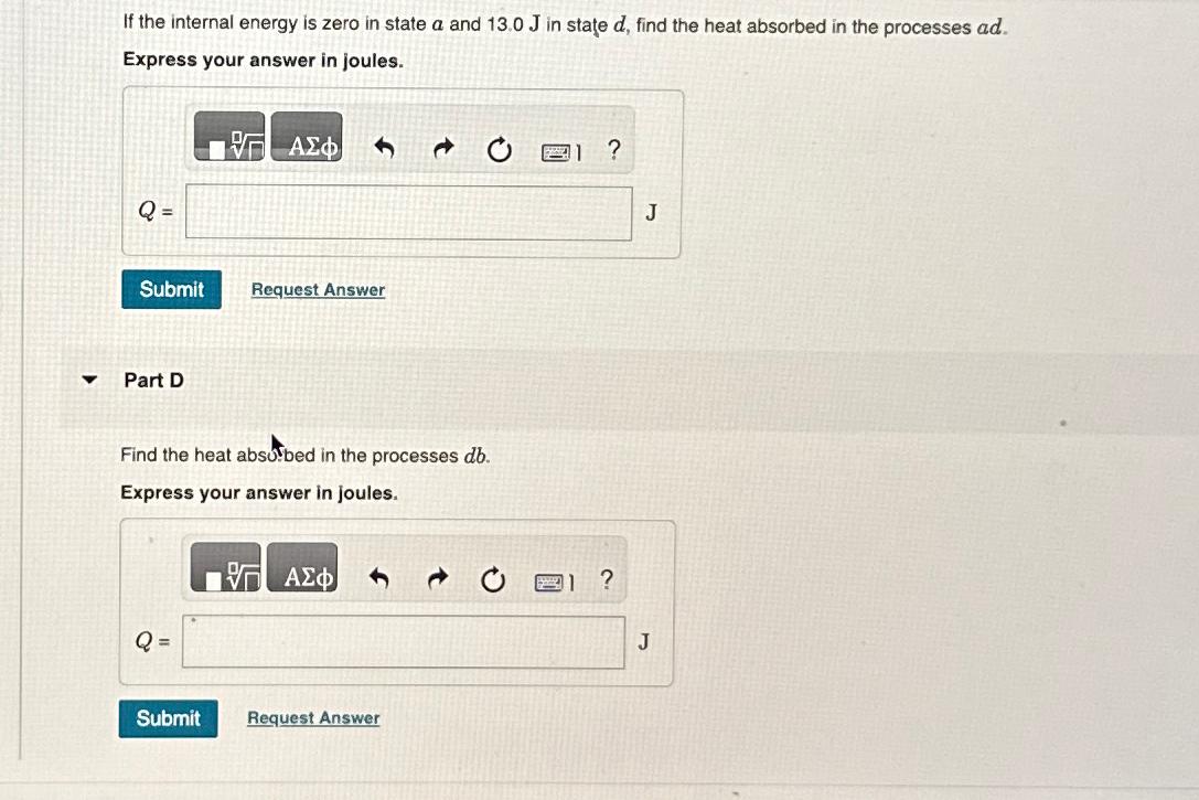 If the internal energy is zero in state a and 13.0J | Chegg.com