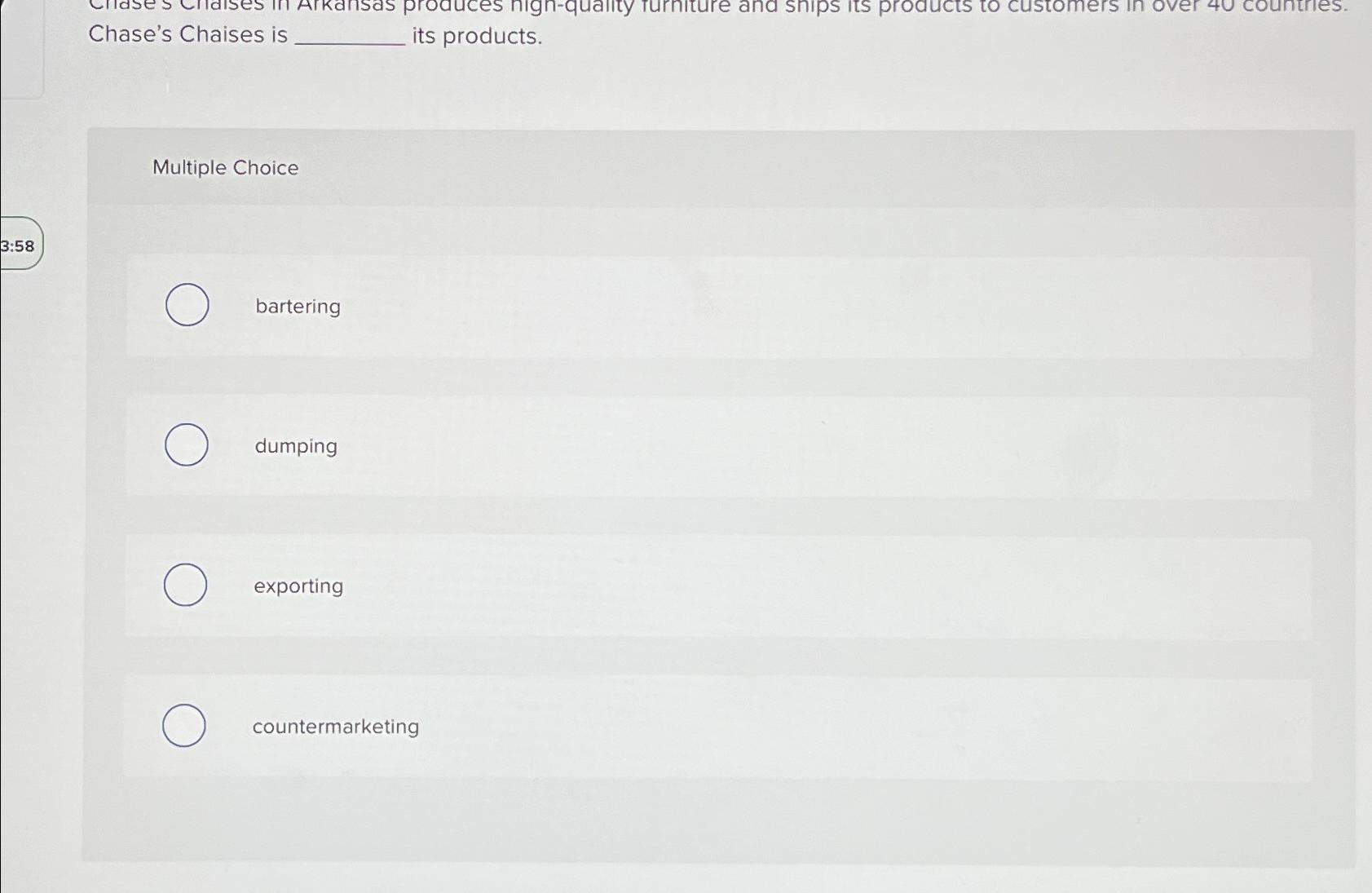 Solved Chase's Chaises isits products.Multiple | Chegg.com