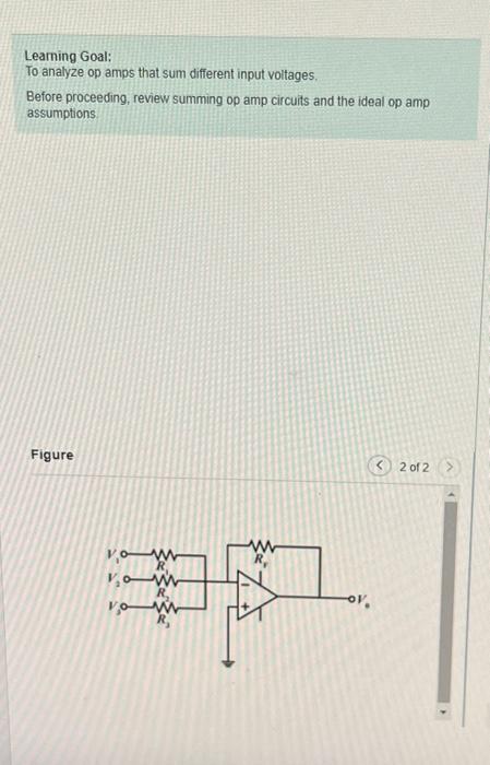 Solved Learning Goal: To analyze op amps that sum different | Chegg.com
