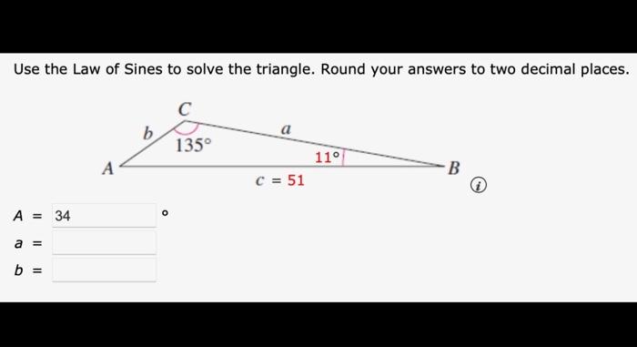 Solved Use the Law of Sines to solve the triangle. Round | Chegg.com