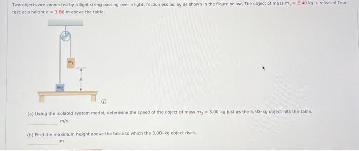 Solved Two objects are connected by a light string passing | Chegg.com