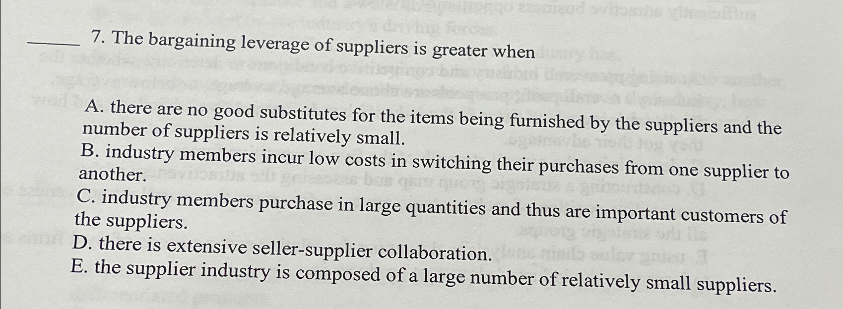 Solved The bargaining leverage of suppliers is greater | Chegg.com