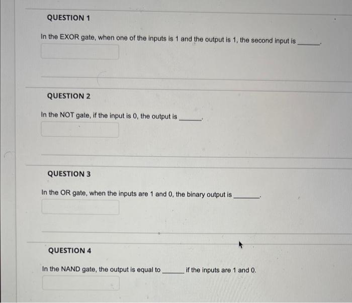 Solved QUESTION 1 In the EXOR gate, when one of the inputs | Chegg.com