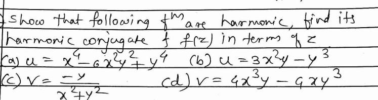 Solved Show that following fm ﻿are harmonic, find its | Chegg.com