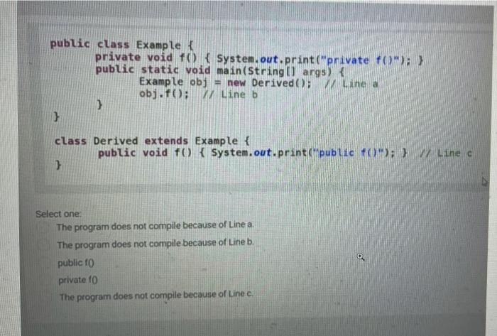 Solved public class Example { private void fo { | Chegg.com