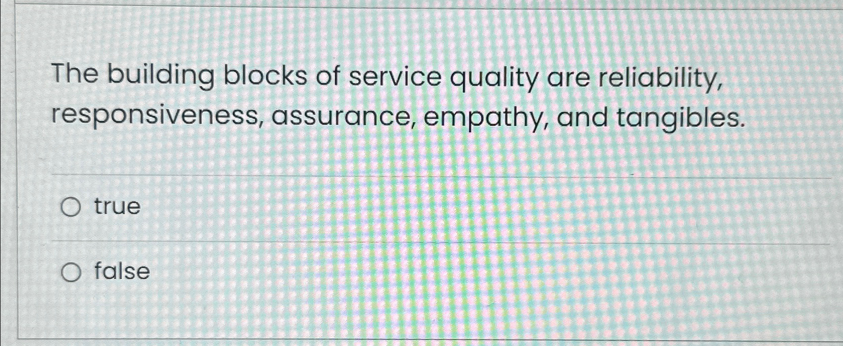 Solved The building blocks of service quality are | Chegg.com