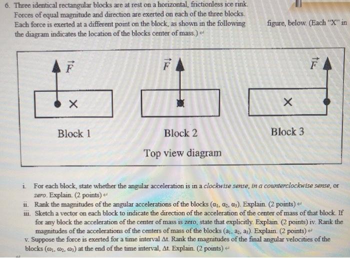Solved 6. Three identical rectangular blocks are at rest on | Chegg.com