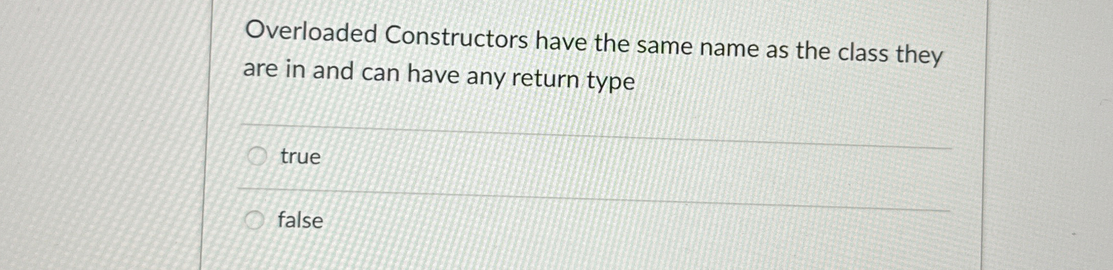 Solved Overloaded Constructors have the same name as the | Chegg.com
