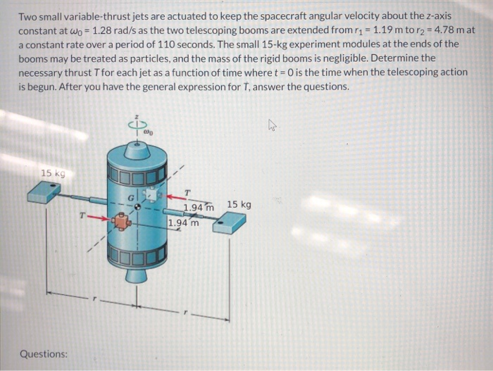 Solved Two small variable-thrust jets are actuated to keep | Chegg.com