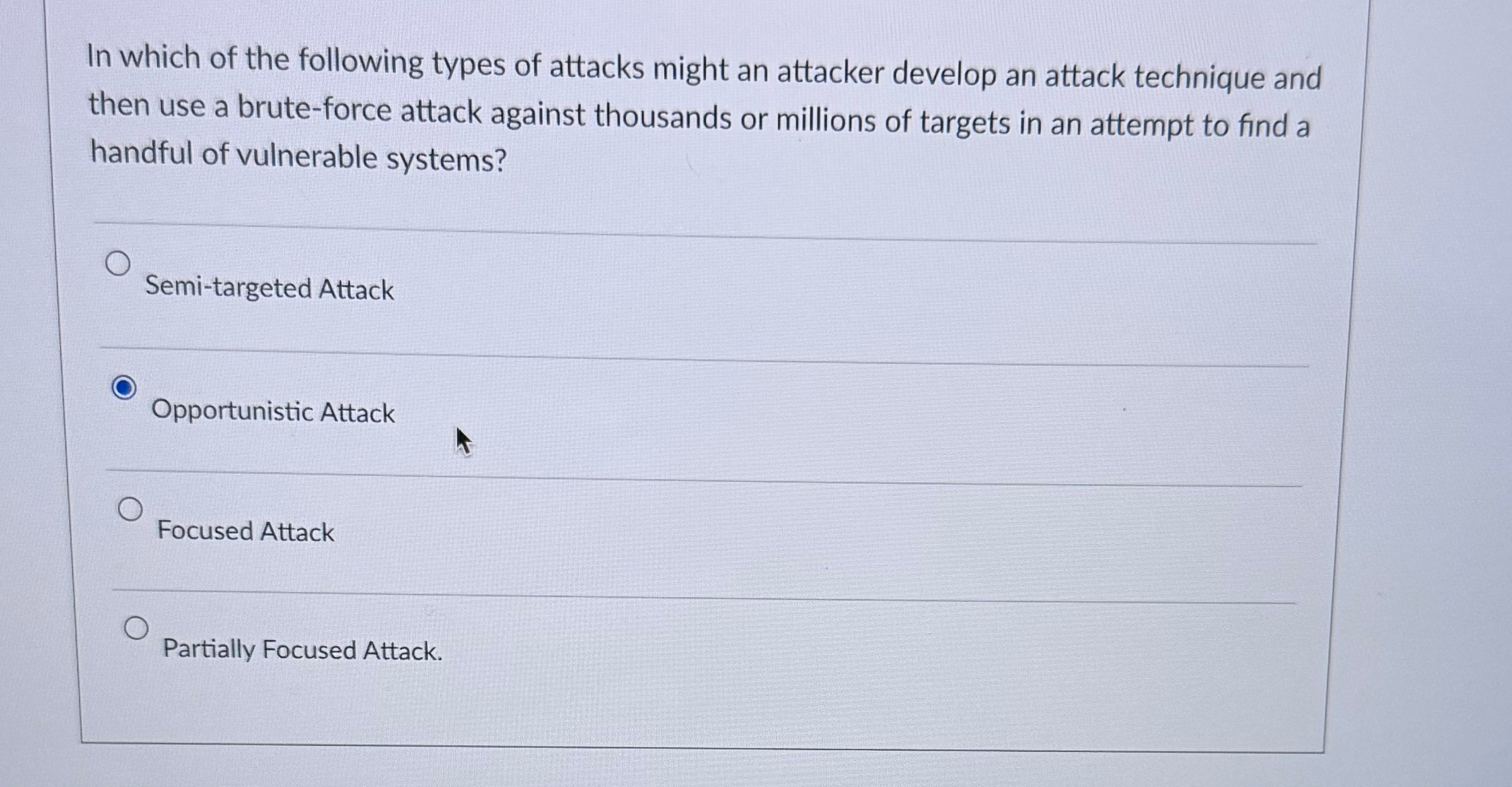 Solved In which of the following types of attacks might an | Chegg.com