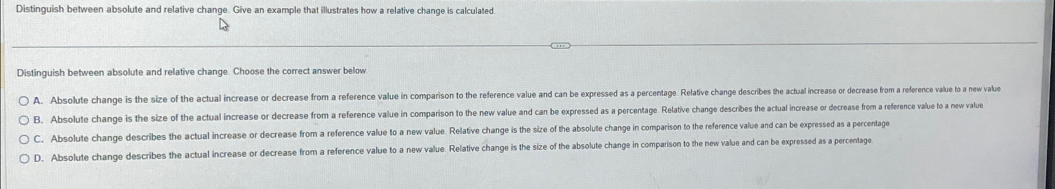 Solved Distinguish between absolute and relative change. | Chegg.com