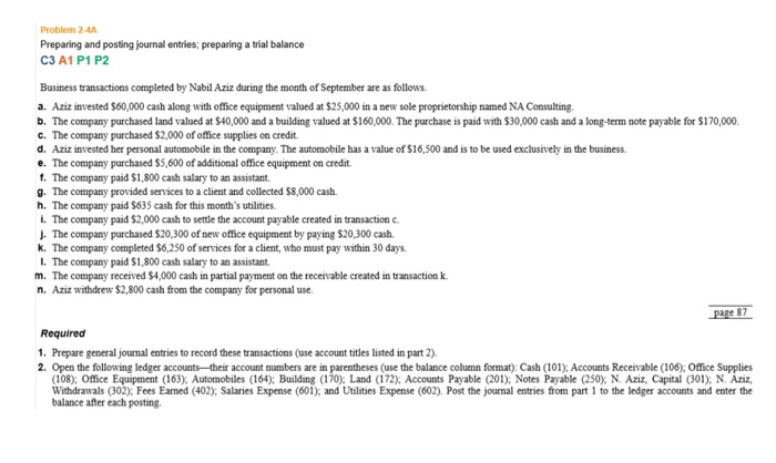 Solved Problem 2-2A C3 C4 A1 P1 P2 Abdullah Engineering | Chegg.com