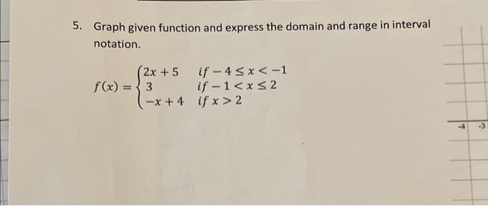 Solved Graph given function and express the domain and range | Chegg.com