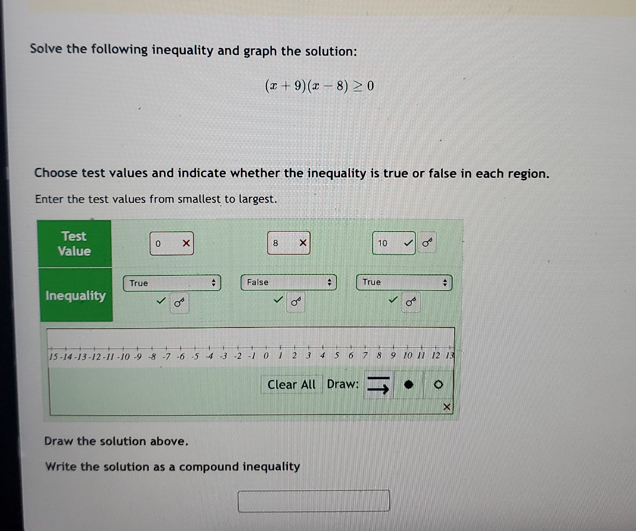 Solved Solve the following inequality and graph the | Chegg.com