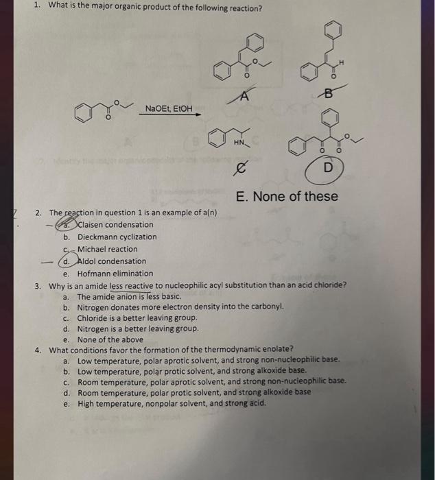 [Solved]: 2 1. What is the major organic product of the foll