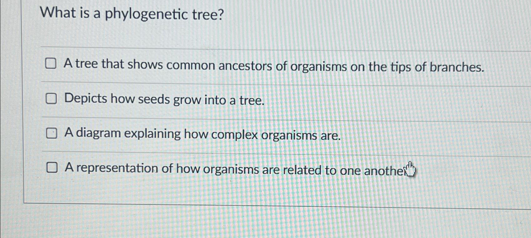 Solved What is a phylogenetic tree?A tree that shows common | Chegg.com