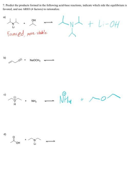 Solved 7. Predict the products formed in the following | Chegg.com