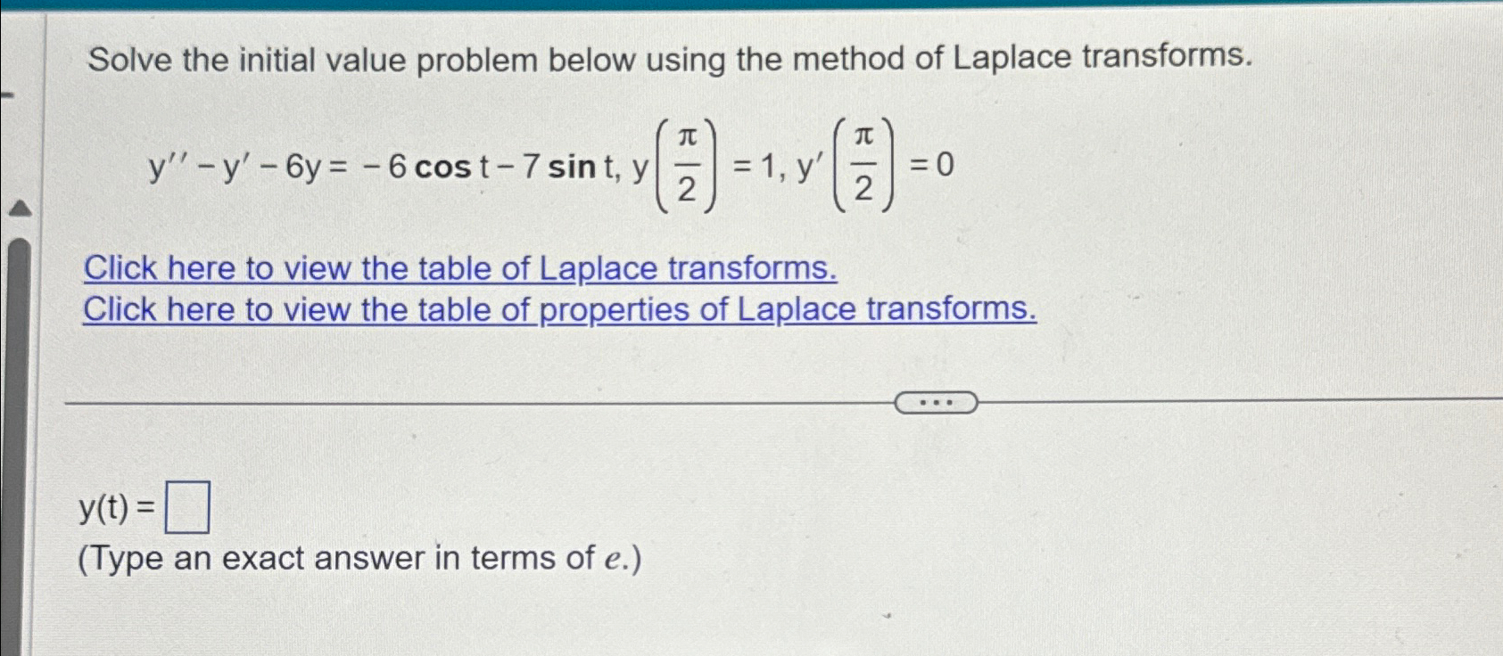 Solved Solve the initial value problem below using the | Chegg.com