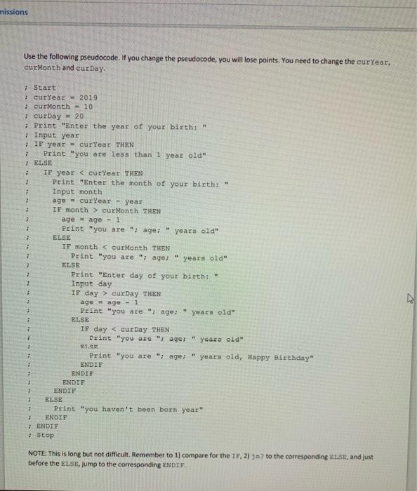 Solved missions Use the following pseudocode. If you change | Chegg.com