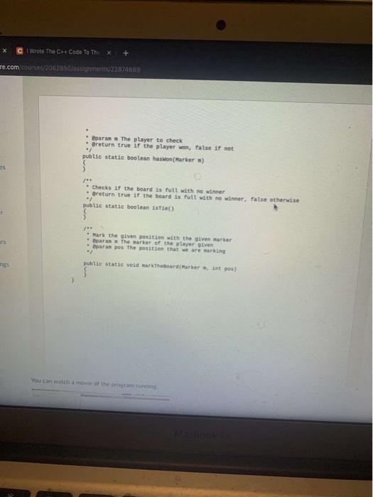 Solved You will be creating a TicTacToe game, I have | Chegg.com