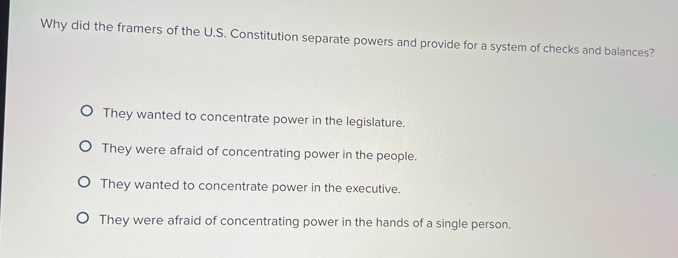 Solved Why did the framers of the U.S. ﻿Constitution | Chegg.com