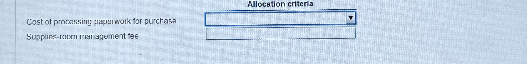 Solved Allocation criteriaCost of processing paperwork for | Chegg.com
