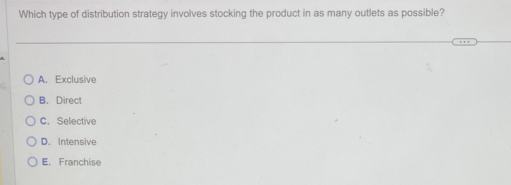 Solved Which type of distribution strategy involves stocking | Chegg.com
