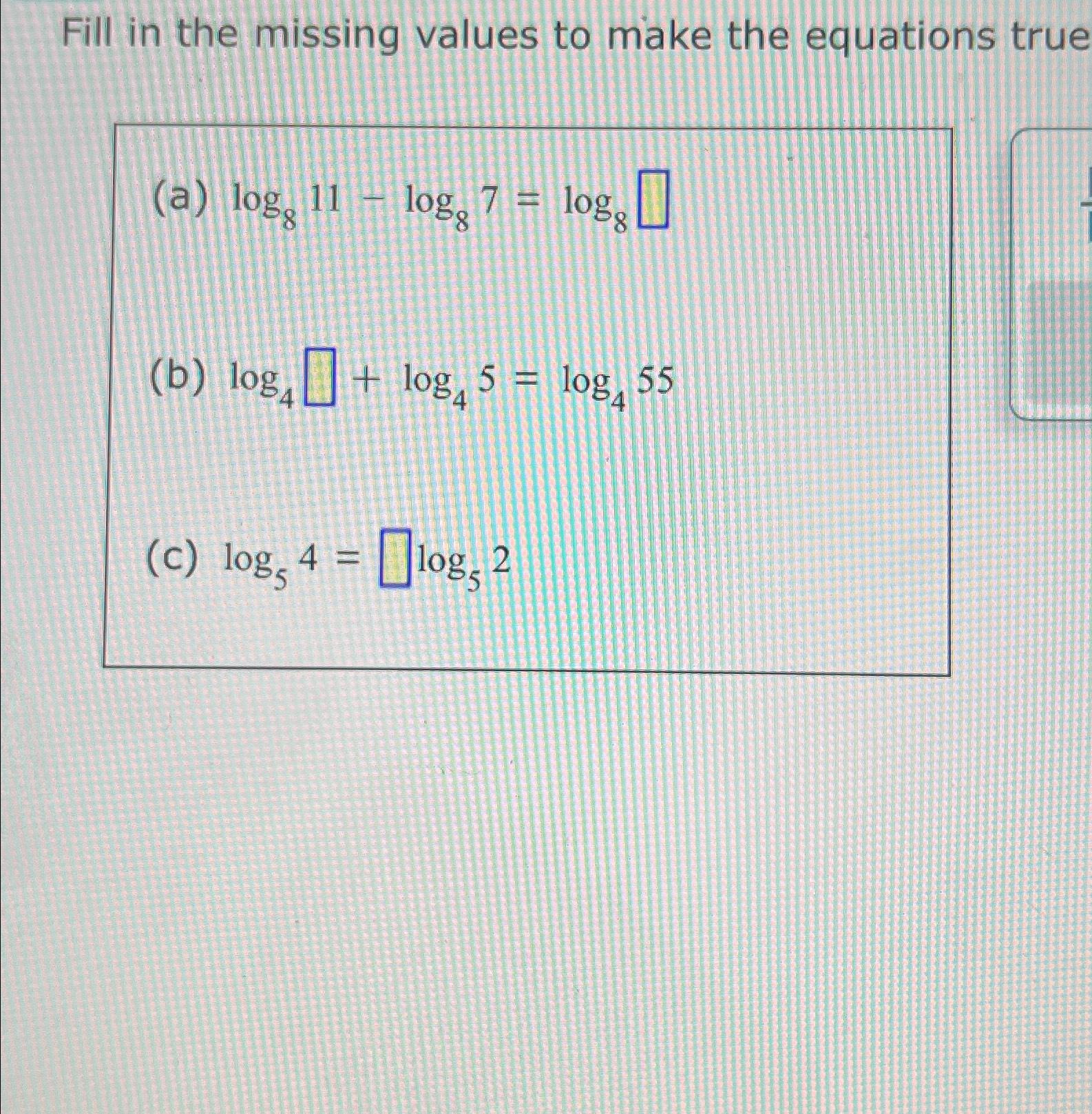 Solved Fill in the missing values to make the equations | Chegg.com