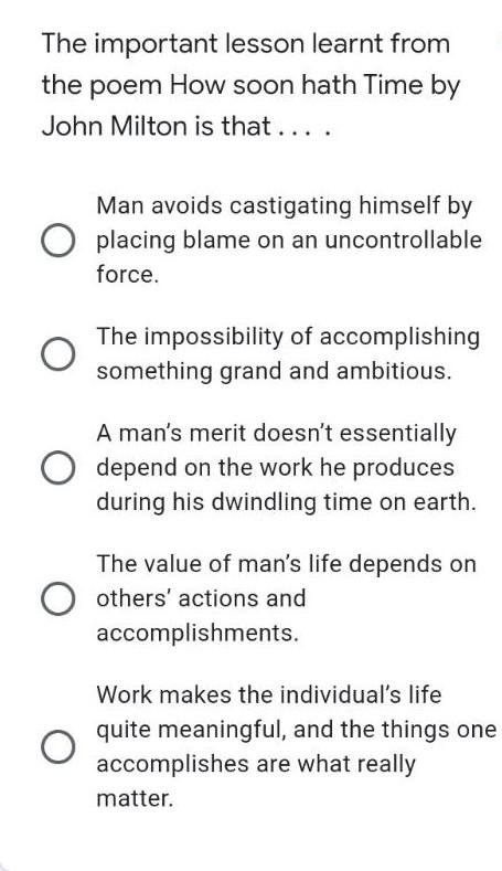The important lesson learnt from the poem How soon | Chegg.com