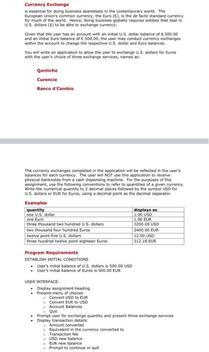 Solved Currency ExchangeInclude one of these preprocessor | Chegg.com