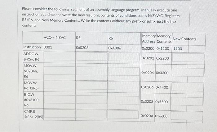 Solved Please consider the following segment of an assembly | Chegg.com